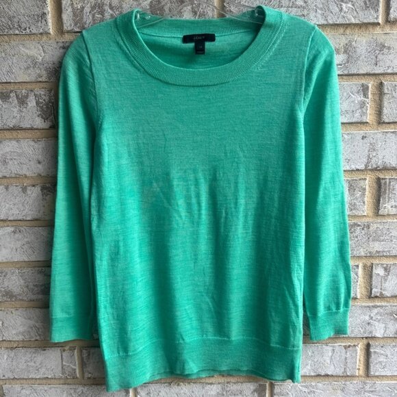 J. Crew | Sweaters | J Crew 34 Sleeve 0 Merino Wool Crew Neck Mint ...